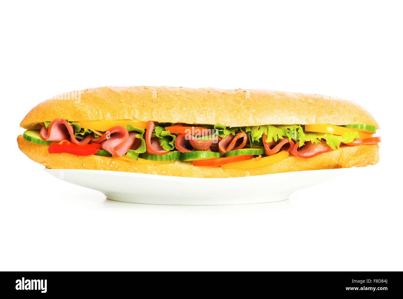 Long sandwich isolated on the white background Stock Photo - Alamy