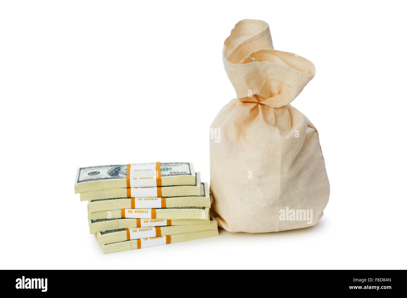 Sacks of money isolated on the white Stock Photo - Alamy