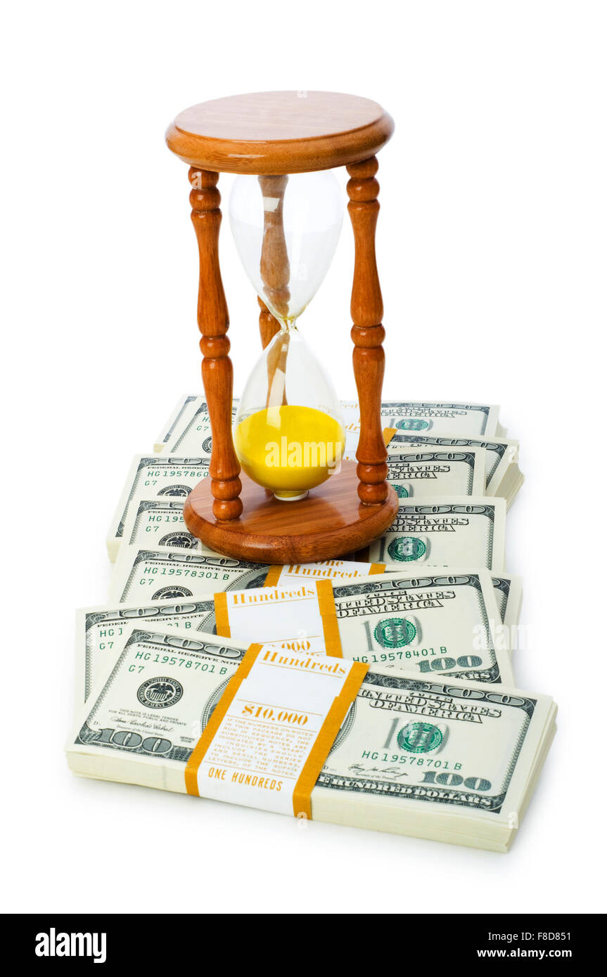 Time is money concept with dollars and hourglass Stock Photo - Alamy