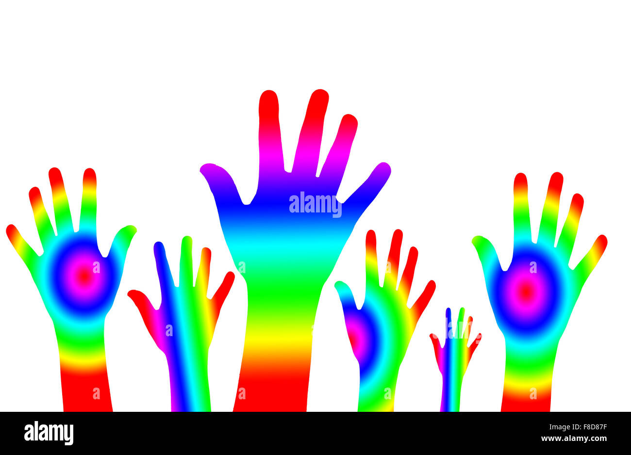 colorful of hand on white background Stock Photo - Alamy