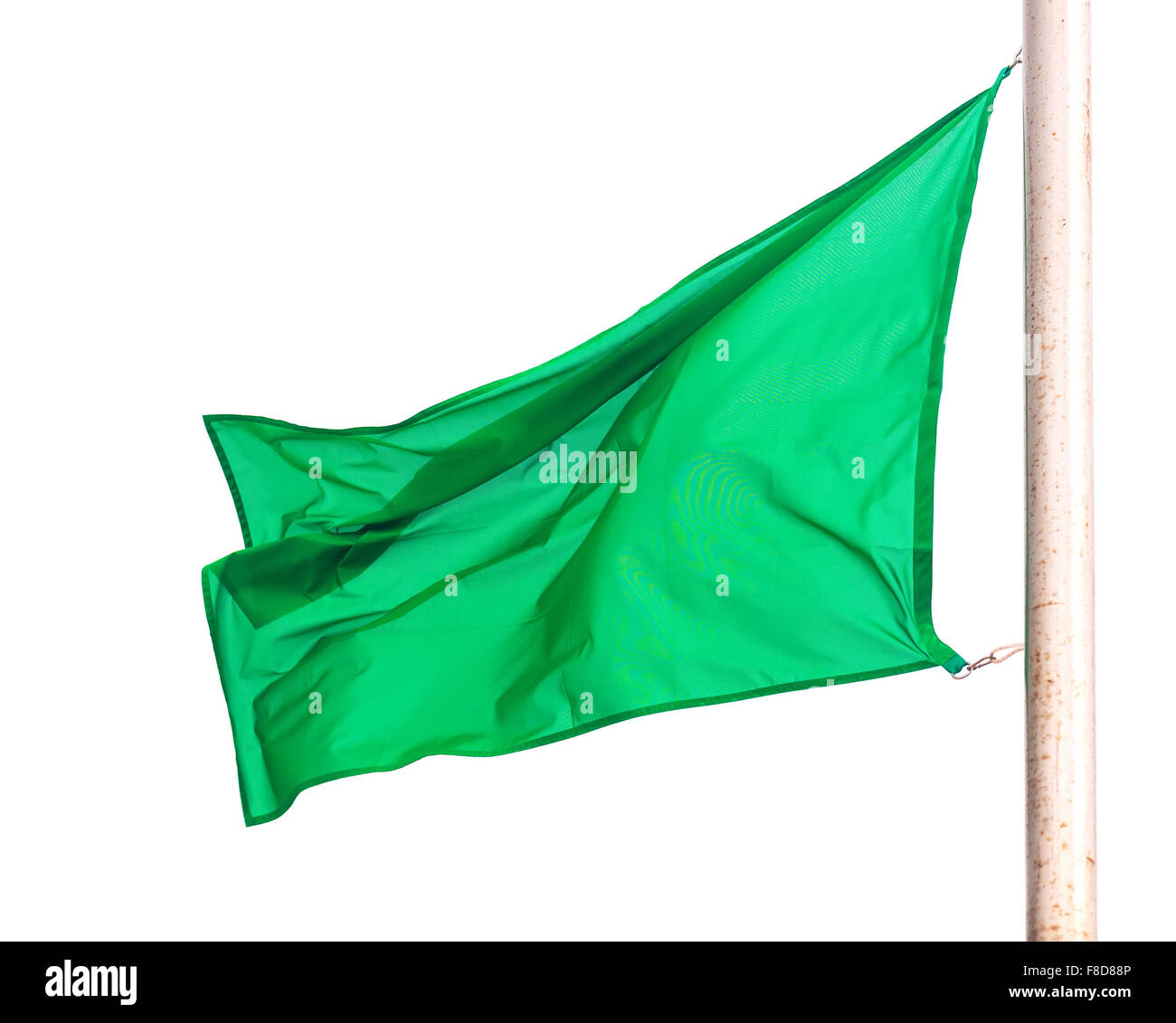 Green flag. Isolated over white background Stock Photo - Alamy