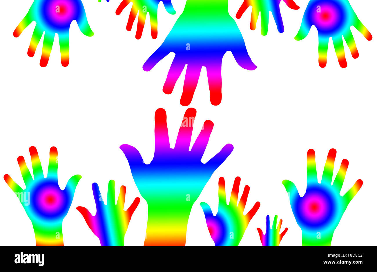 Red yellow hand print on white hi-res stock photography and images - Alamy