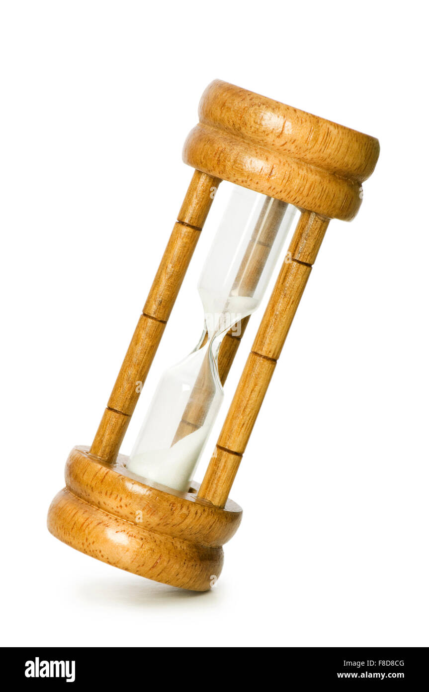 Wooden hourglass isolated on the white background Stock Photo - Alamy