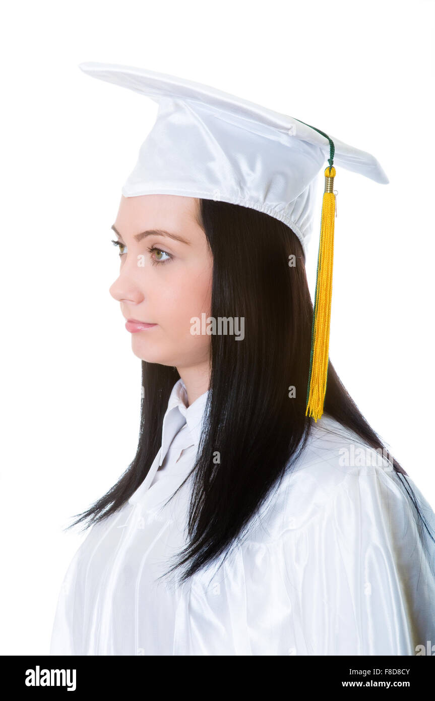 Young graduate isolated on the white background Stock Photo - Alamy