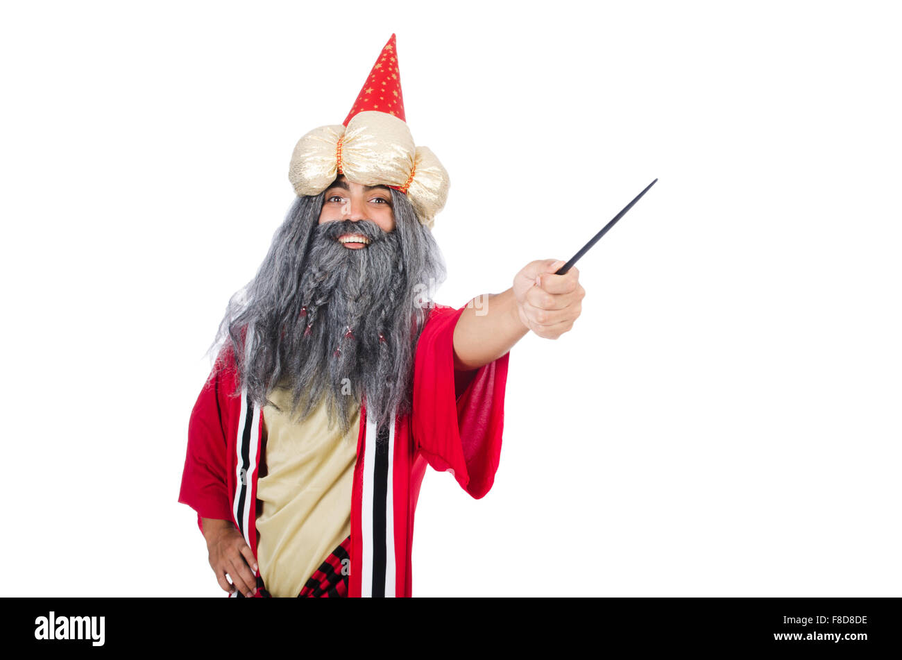 Wizard in costume isolated on the white Stock Photo - Alamy