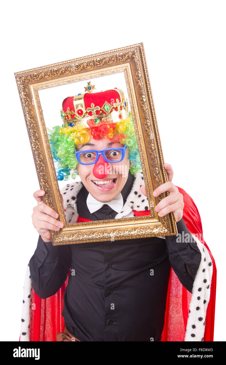 Businessman with crown isolated on white Stock Photo - Alamy