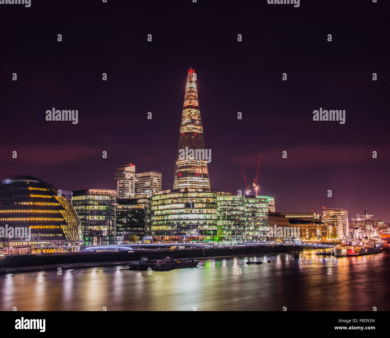 Thames river bank at night Stock Photo - Alamy