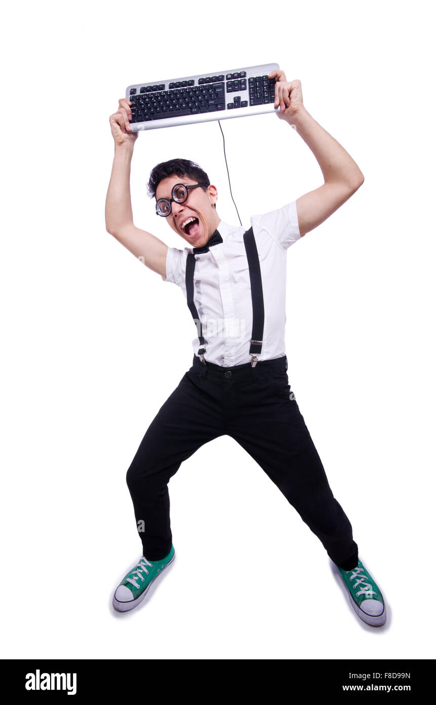 Funny man isolated on the white Stock Photo - Alamy