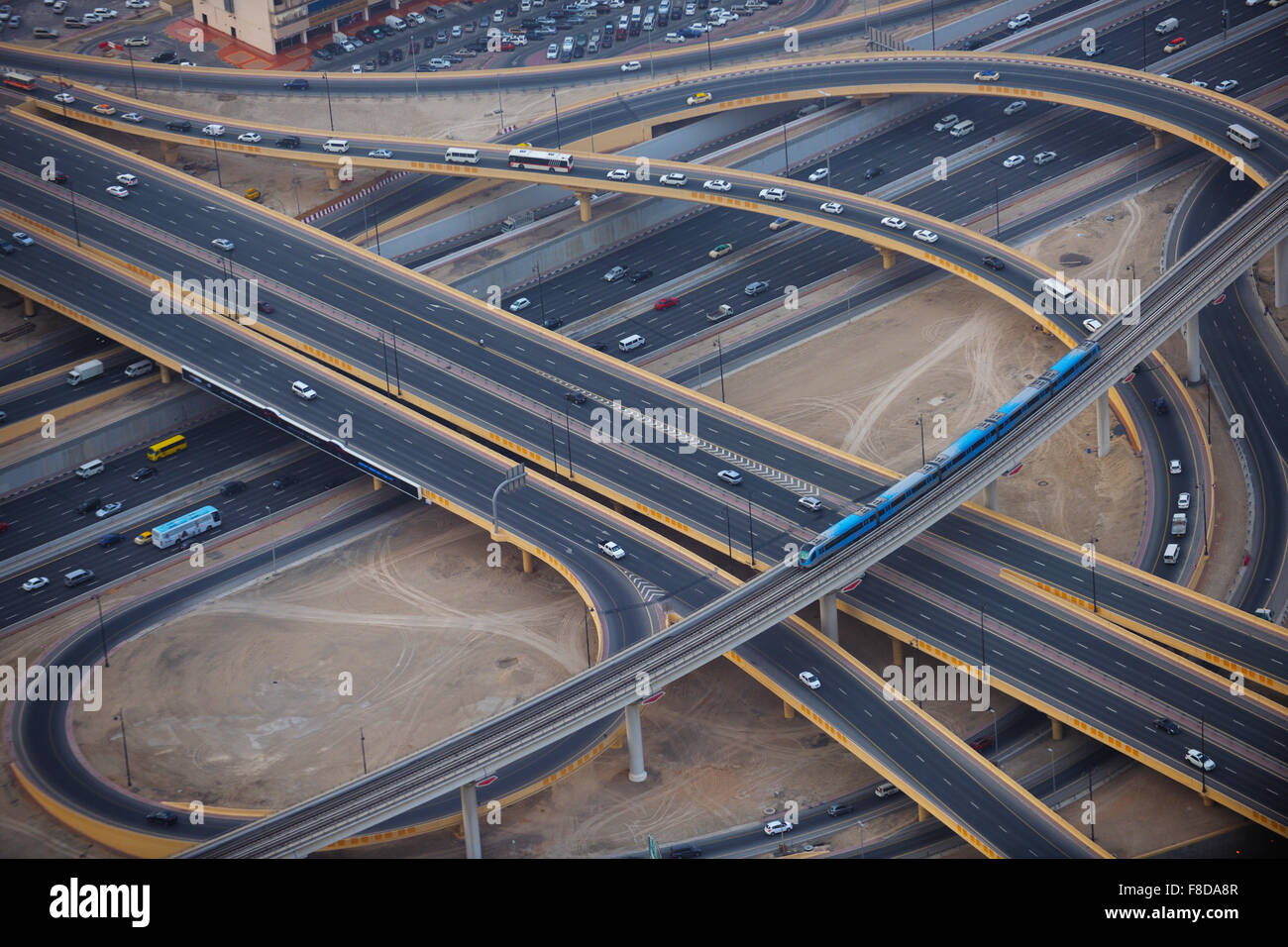 dubai city skyline main road and new skyscrapers at sunset Stock Photo ...