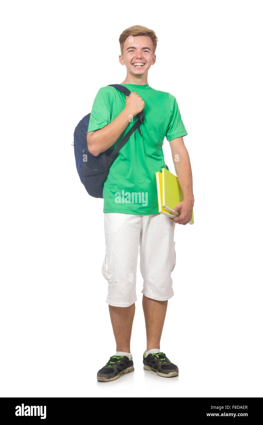 Student with books isolated on white Stock Photo - Alamy