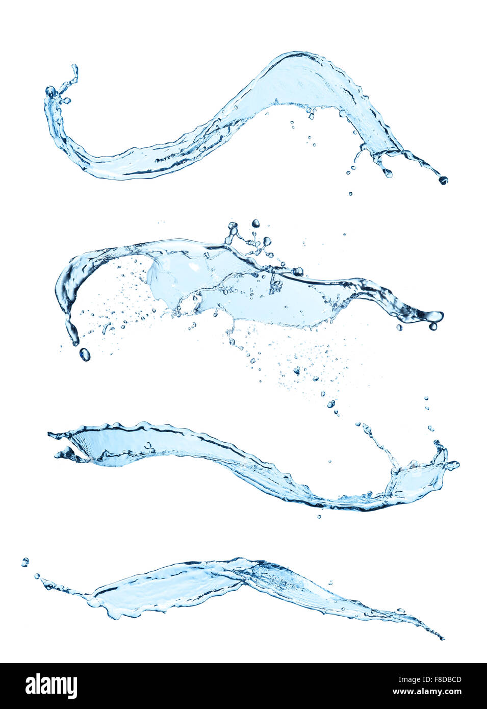 blue abstract water splash collection isolated on white background ...