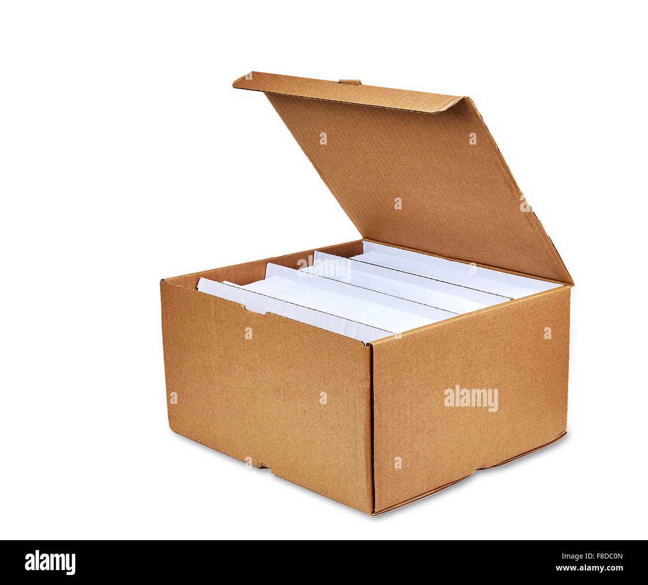 Open cardboard box isolated on white background Stock Photo - Alamy