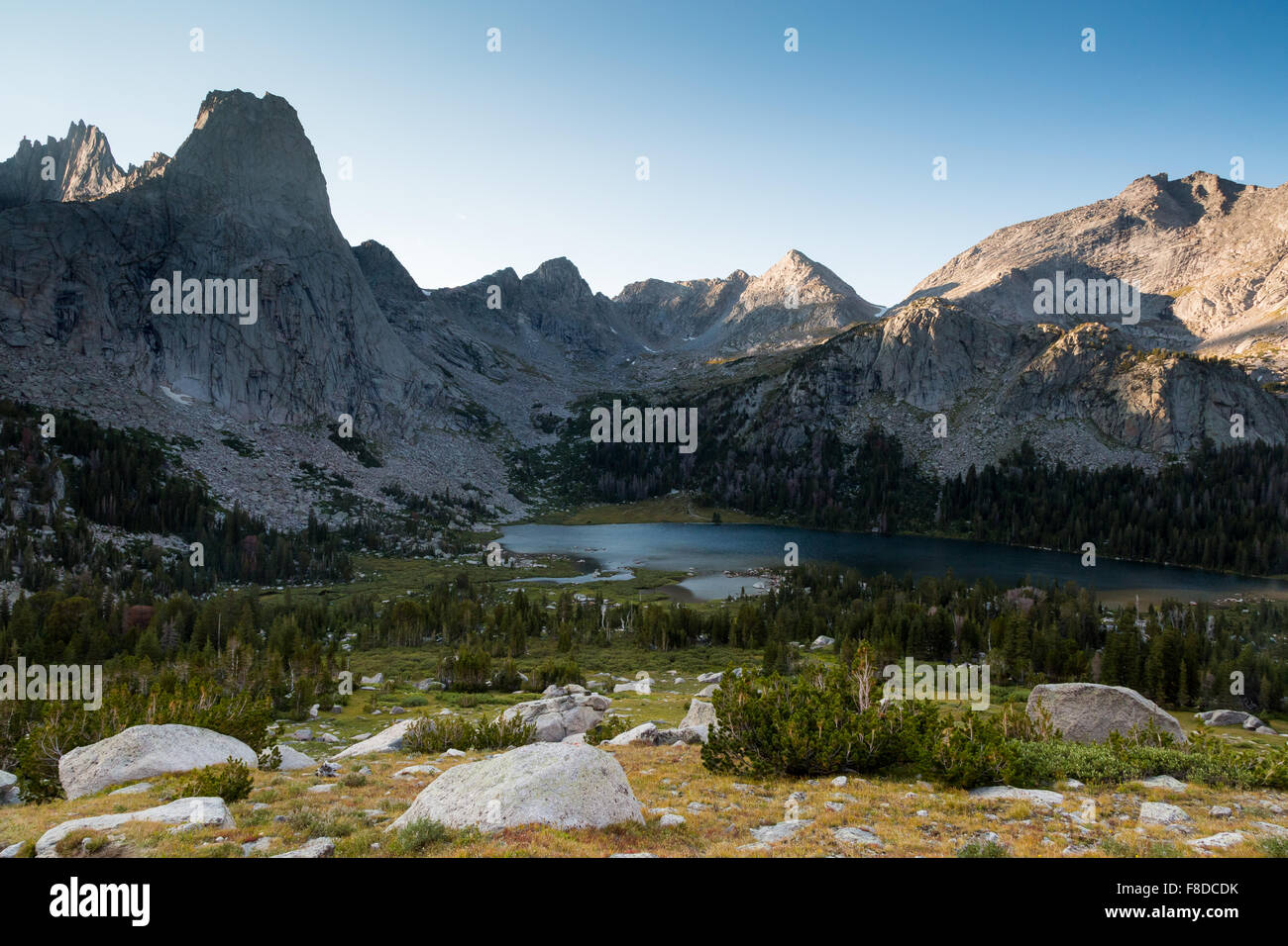 Pingora Peak towering above Lonesome Lake, Popo Agie Wilderness ...
