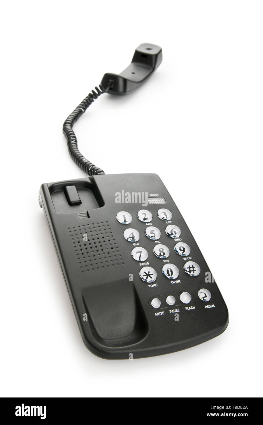 Black Telephone Cut Out On White Retro High Resolution Stock ...