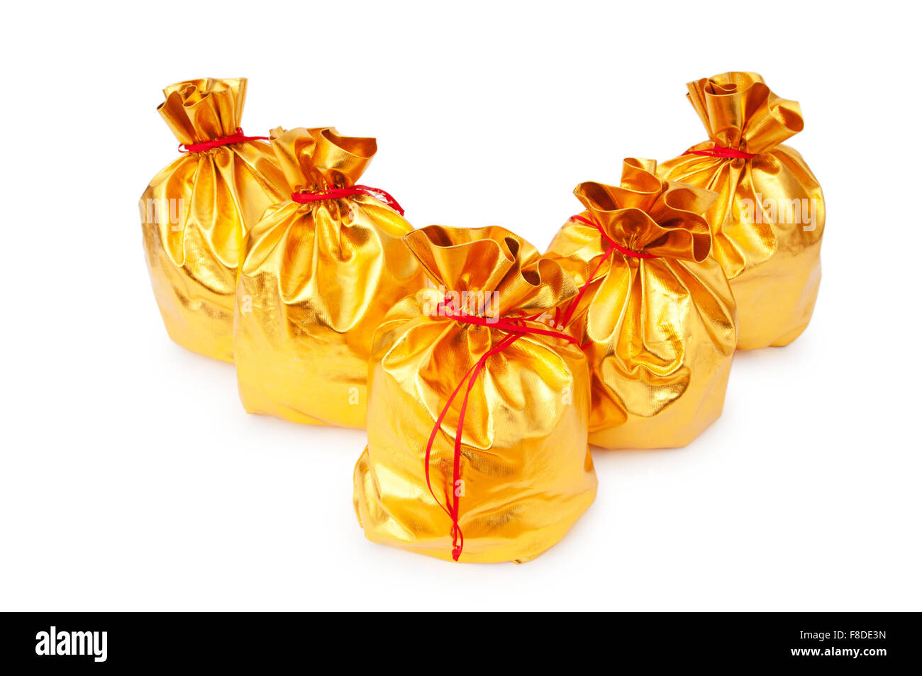 Golden sacks full of something good Stock Photo - Alamy