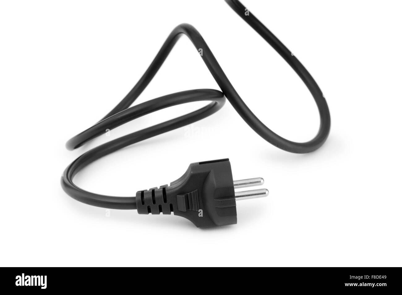 Black electric cable isolated on white Stock Photo - Alamy