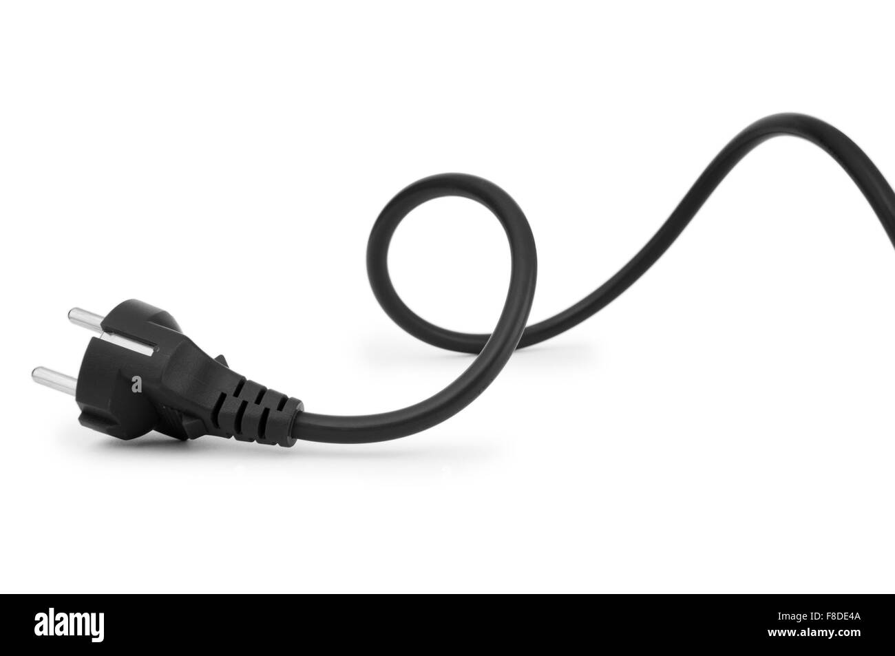 Black electric cable isolated on white Stock Photo - Alamy