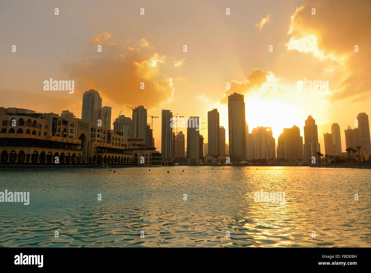 dubai city skyline at sunset conctruction and modern architecture ...