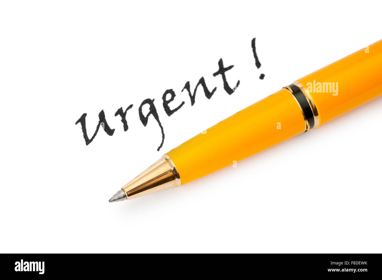 Pen and urgent message isolated on white Stock Photo - Alamy