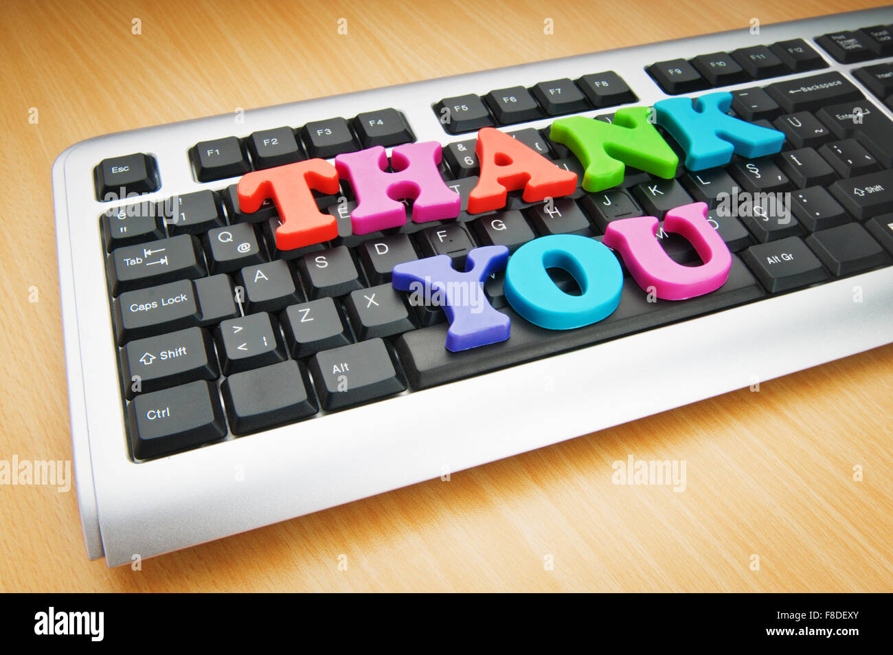 Thank you message on the keyboard Stock Photo - Alamy
