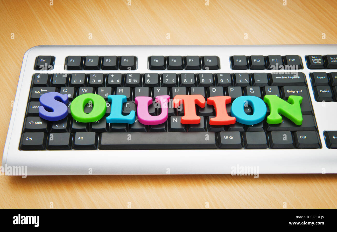 Solution concept with keyboard Stock Photo - Alamy