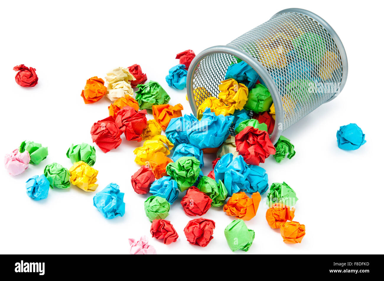 Garbage bin with paper waste isolated on white Stock Photo - Alamy