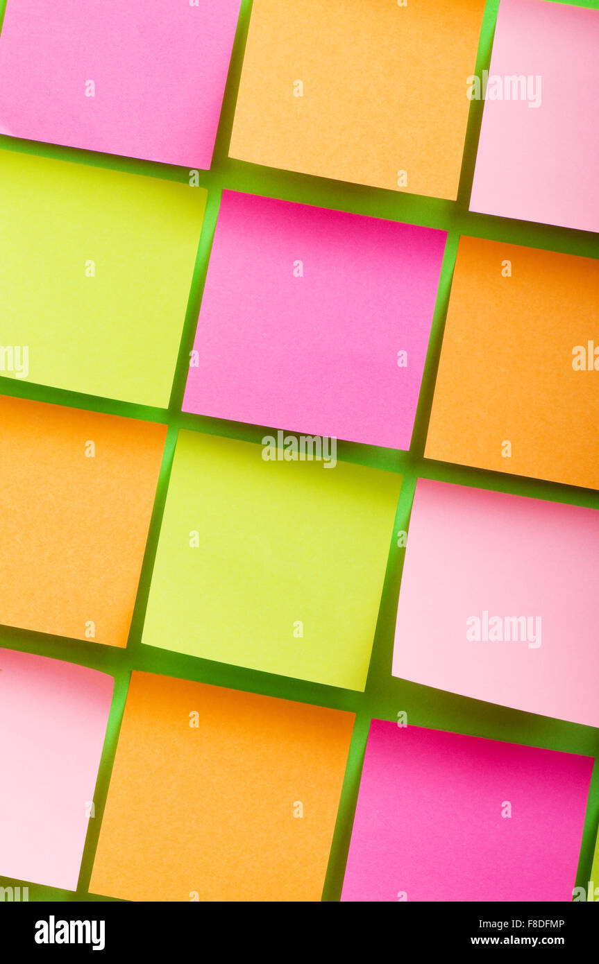 Reminder notes on the bright colorful paper Stock Photo - Alamy