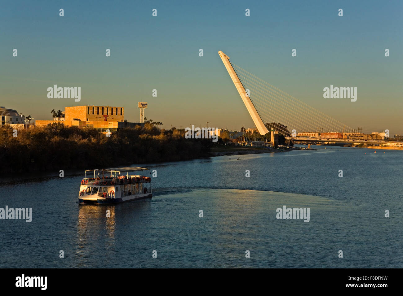 Bridge of the Alamillo in the river Guadalquivir. Seville, Andalusia ...
