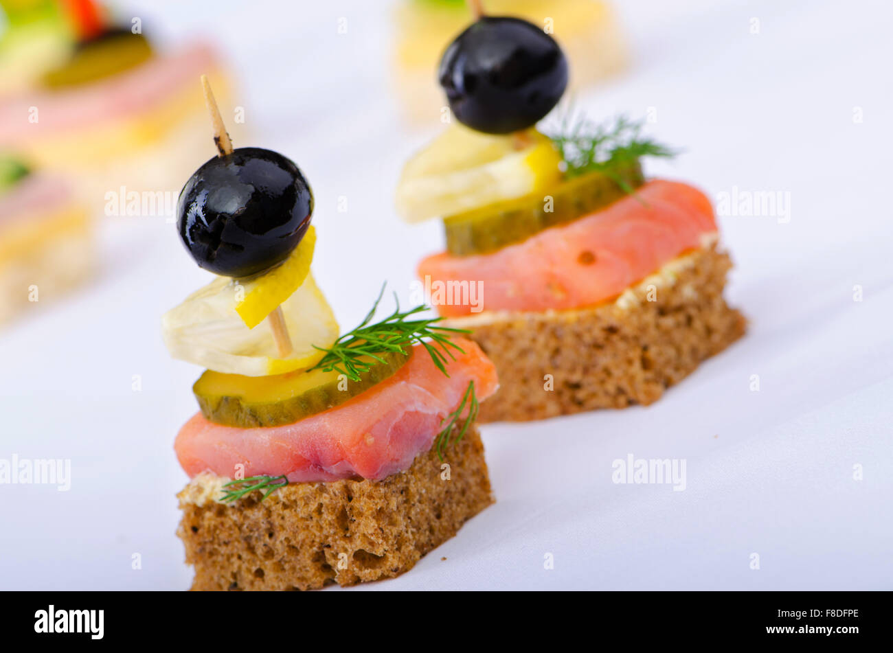 Selection of various canape Stock Photo - Alamy