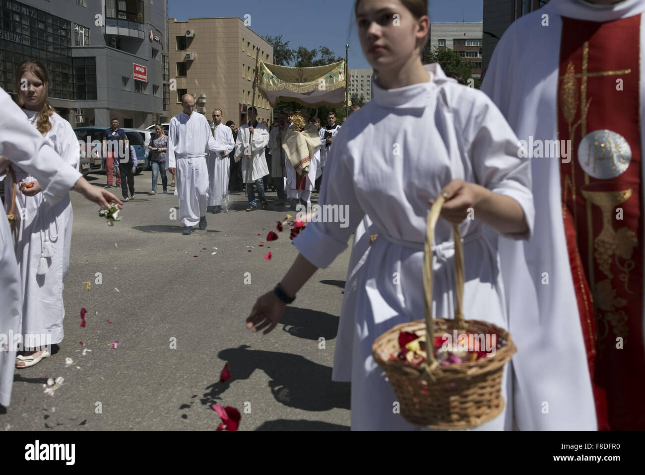 Novosibirsk, Western Siberia, Russia. 7th June, 2015. Young catholic ...