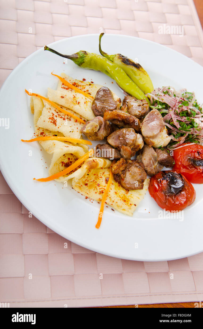Meat cuisine - kebab served in plate Stock Photo - Alamy