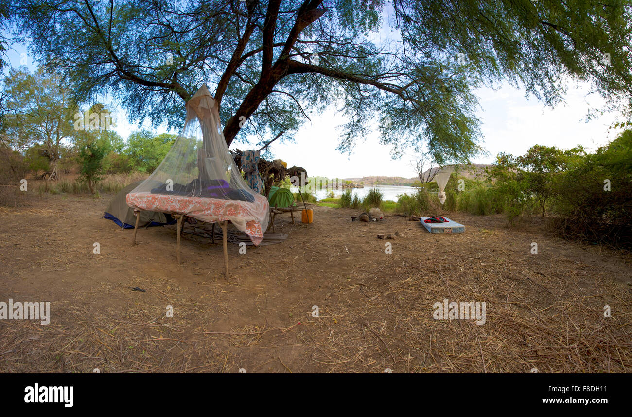 Camping in the bush, Mali Stock Photo - Alamy