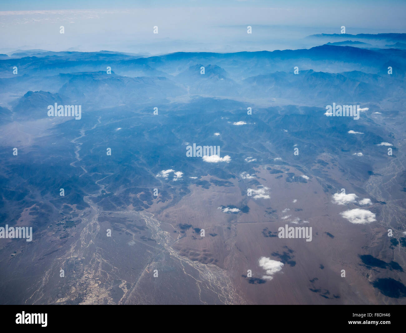 Aerial view of mountains in Oman coastline along Arabian Sea from Stock ...