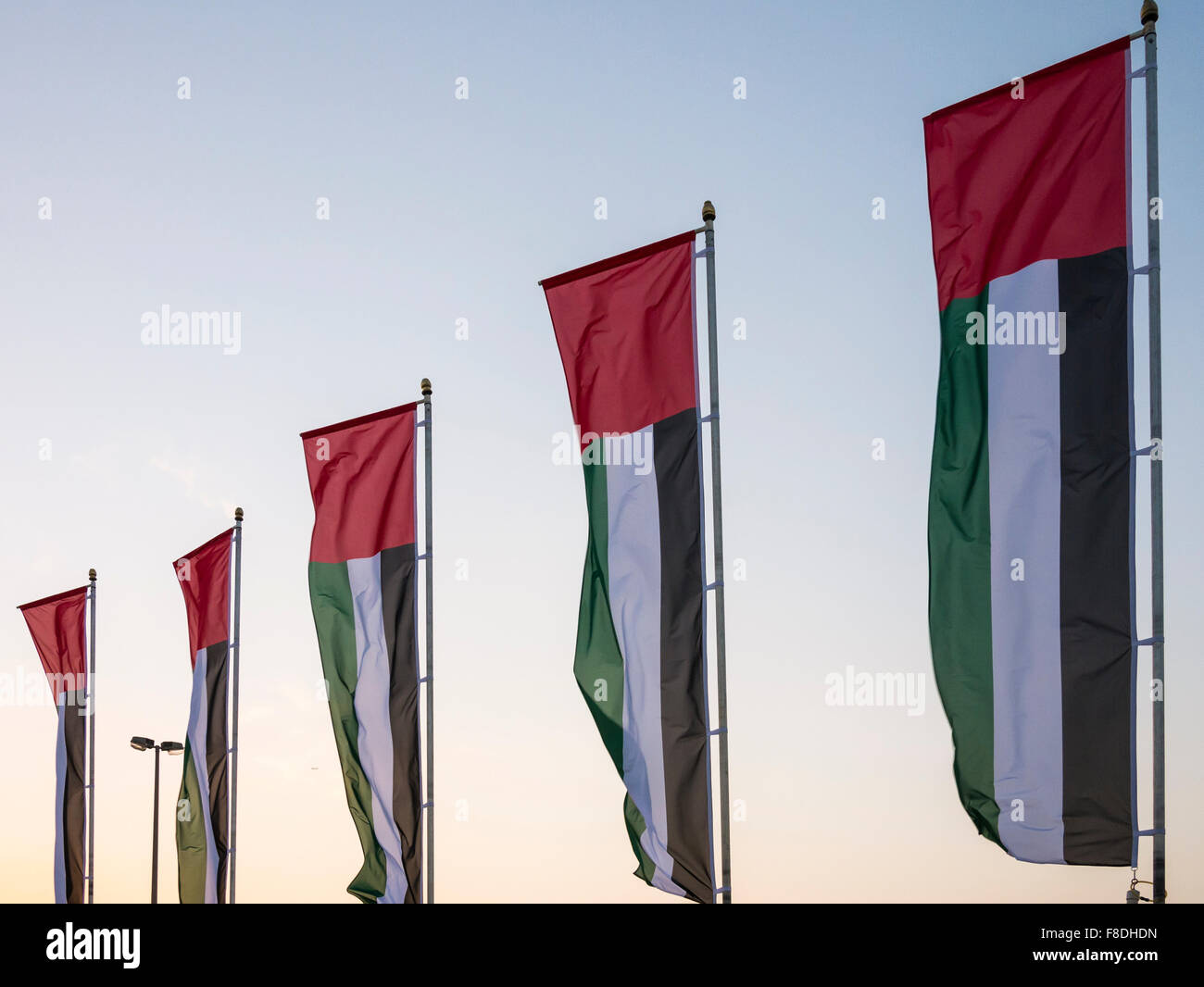 Flag of United Arab Emirates along the street in Dubai Stock Photo - Alamy