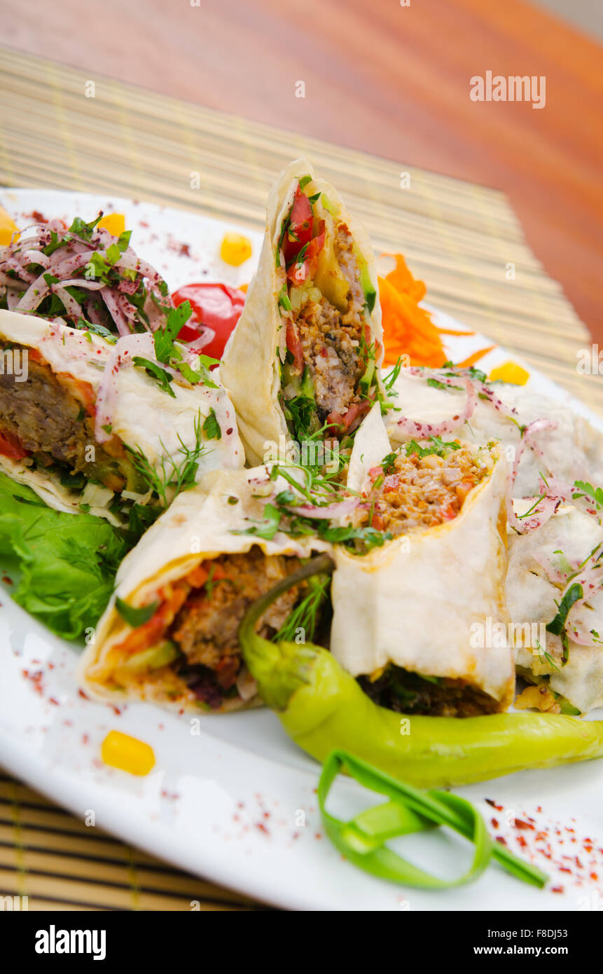 Kebab served in the plate Stock Photo - Alamy
