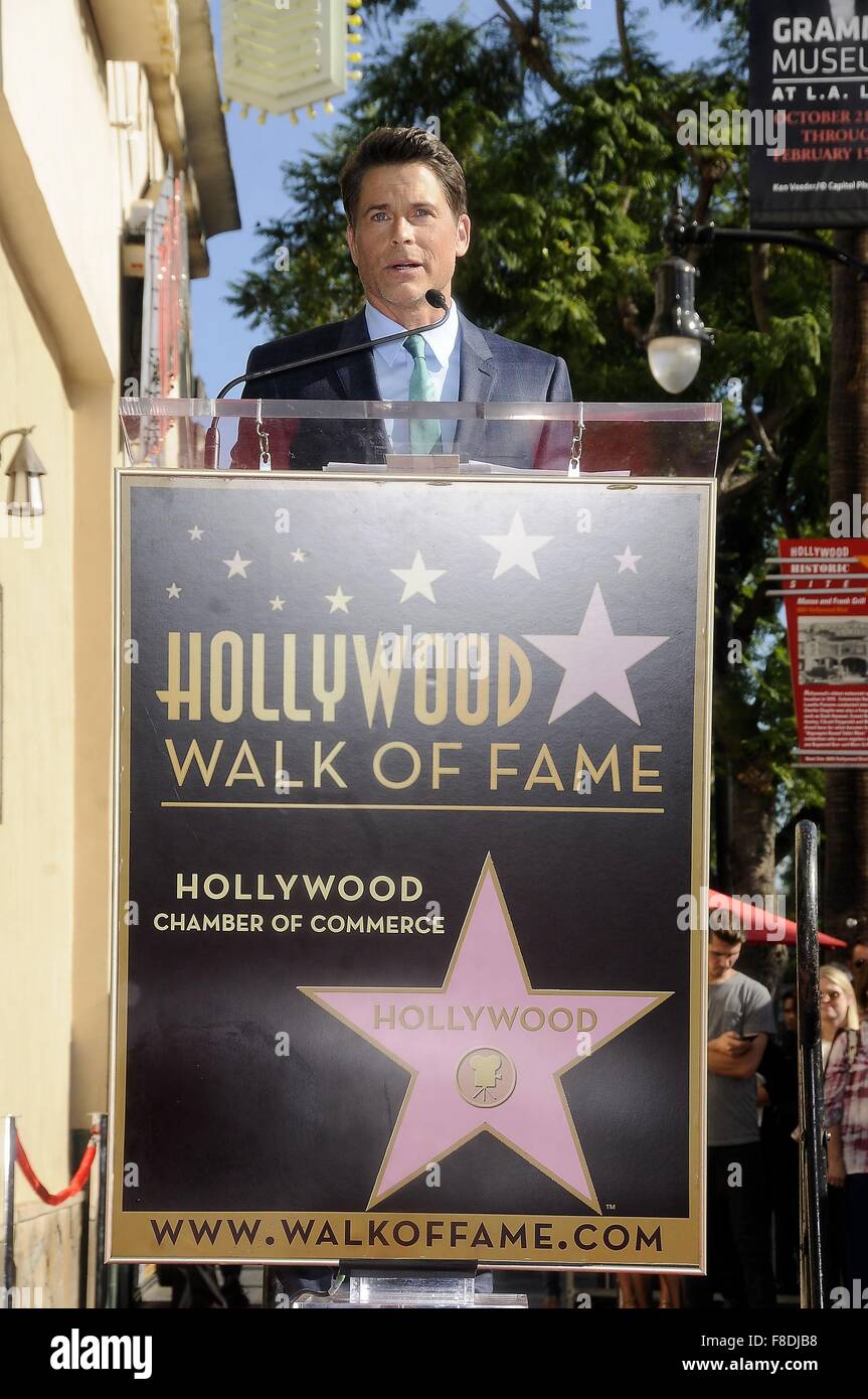 Los Angeles, CA, USA. 8th Dec, 2015. Rob Lowe at the induction ceremony ...