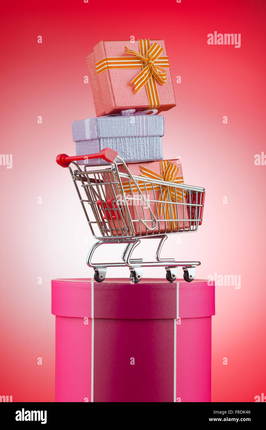 Christmas shopping concept with shopping cart Stock Photo - Alamy