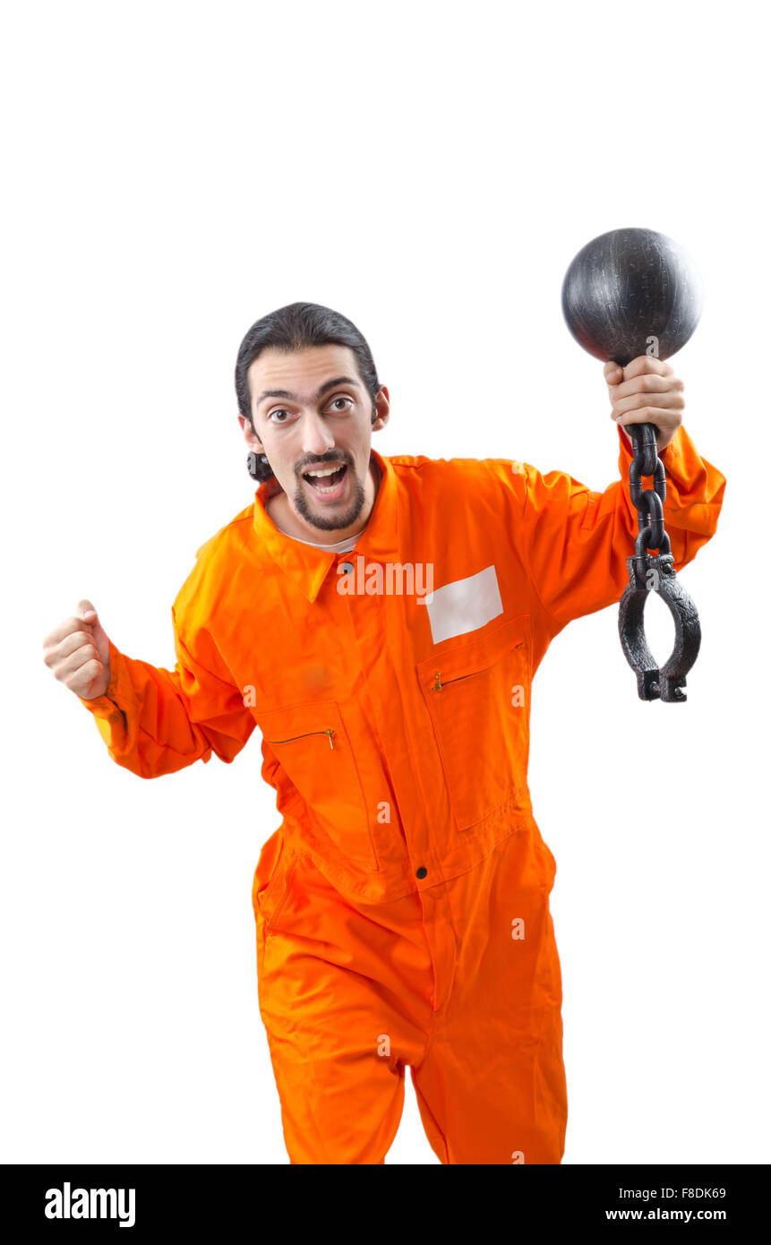 Convicted criminal on white background Stock Photo - Alamy