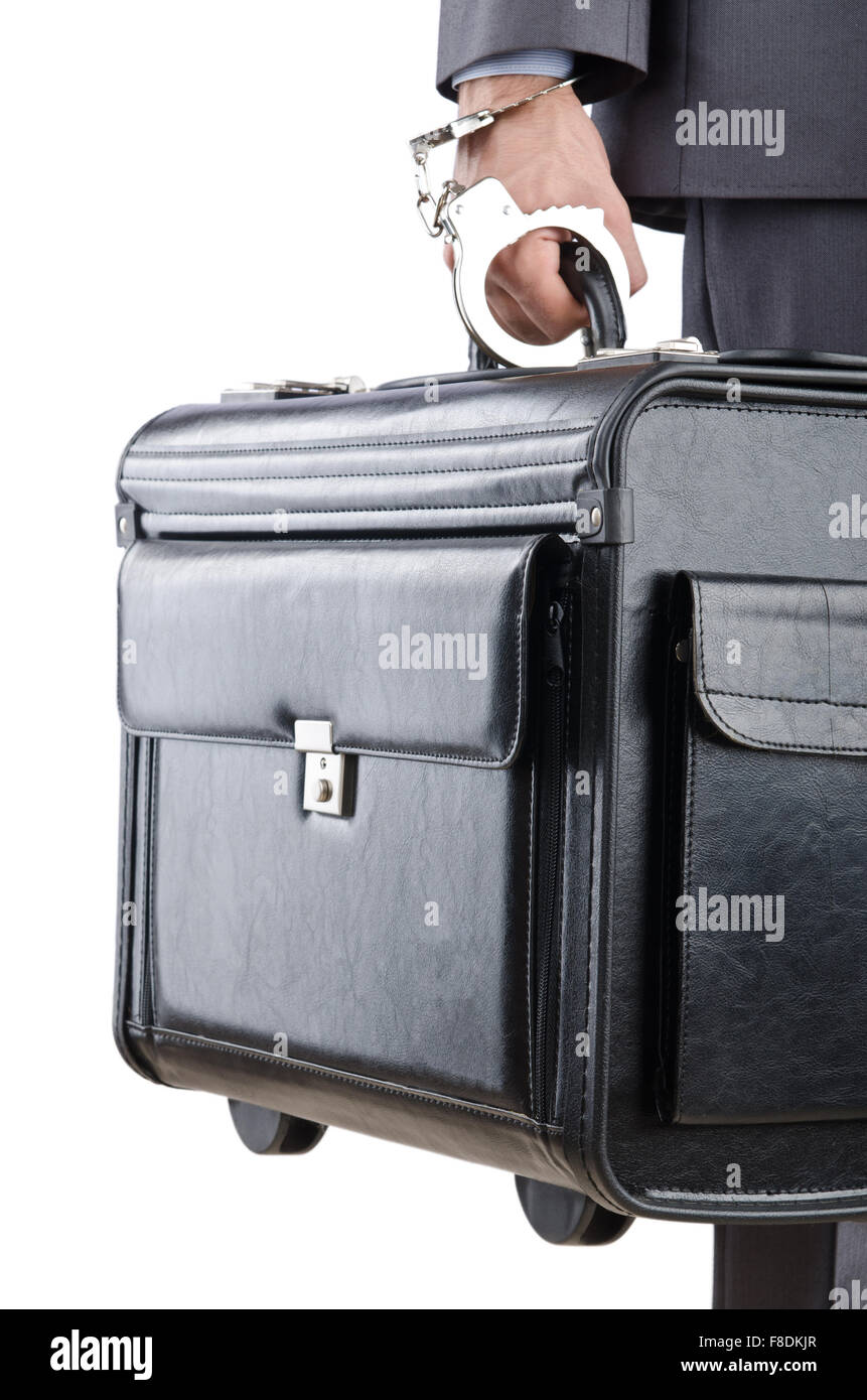 Man with briefcase and handcuffs Stock Photo - Alamy