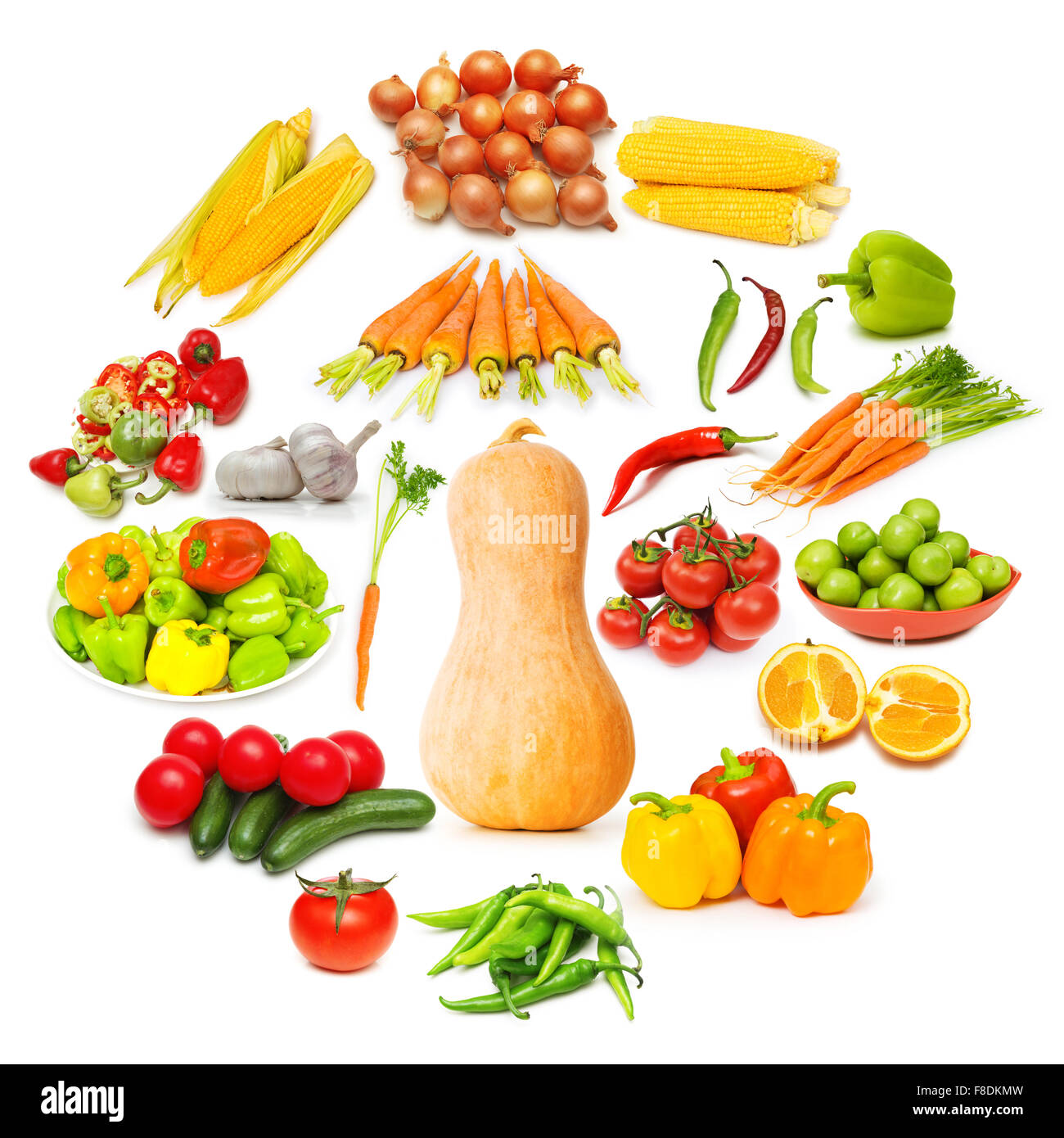 Circle with lots of food items Stock Photo - Alamy