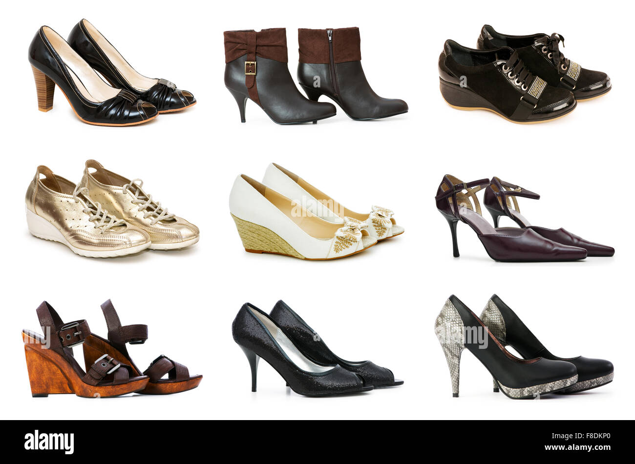 Collection of various shoes isolated on white Stock Photo - Alamy