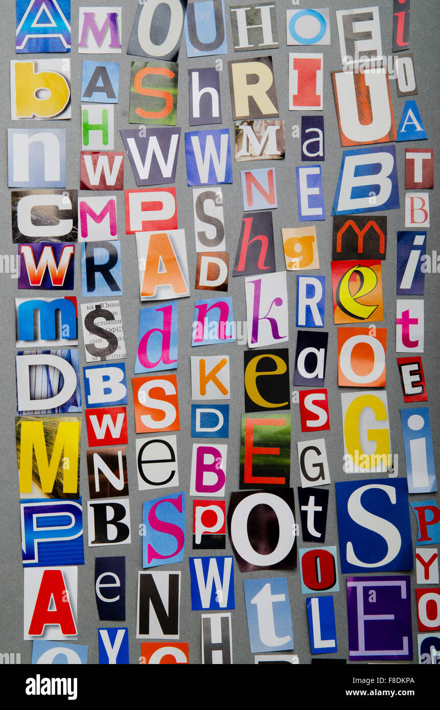 Cut letters from newspapers and magazines Stock Photo - Alamy
