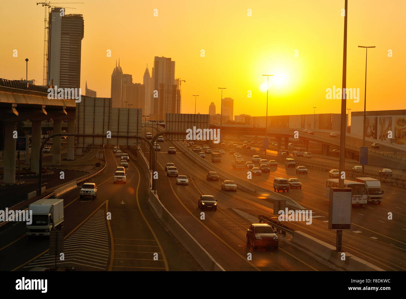 traffic jam in big city at sunset Stock Photo - Alamy