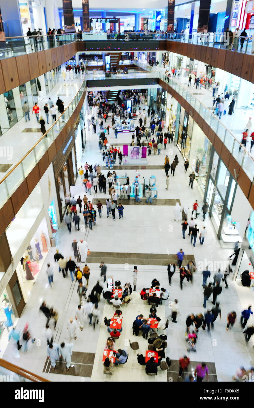 crowd shopper people in Interior of a modern shopping mall center Stock Photo - Alamy