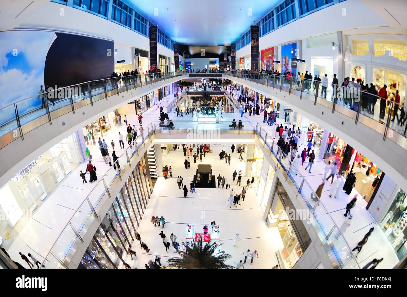 crowd shopper people in Interior of a modern shopping mall center Stock ...