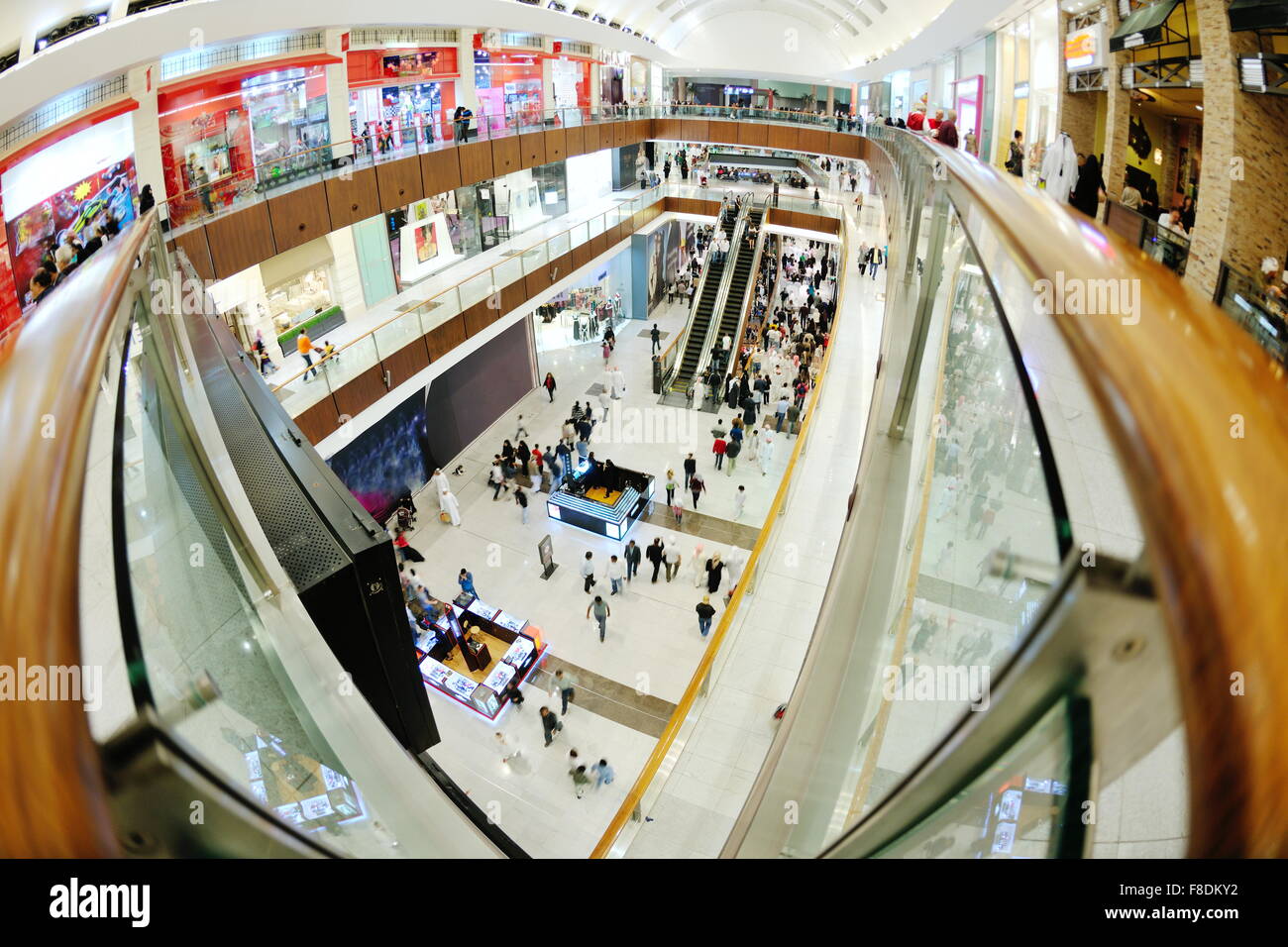 crowd shopper people in Interior of a modern shopping mall center Stock ...