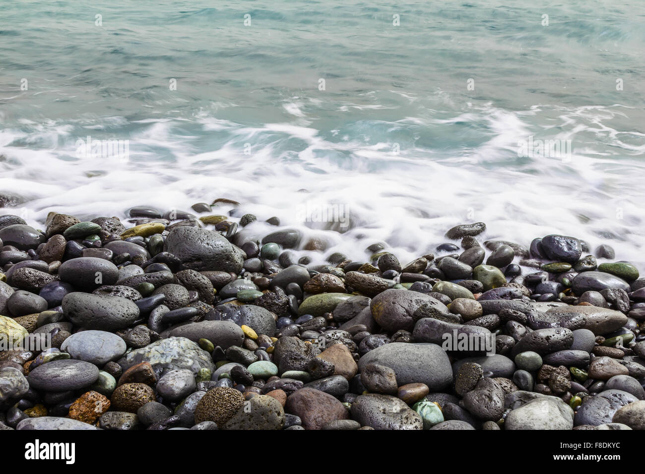 Stone Coast of Atlantic Ocean with Waves and Foam from long exposure on ...