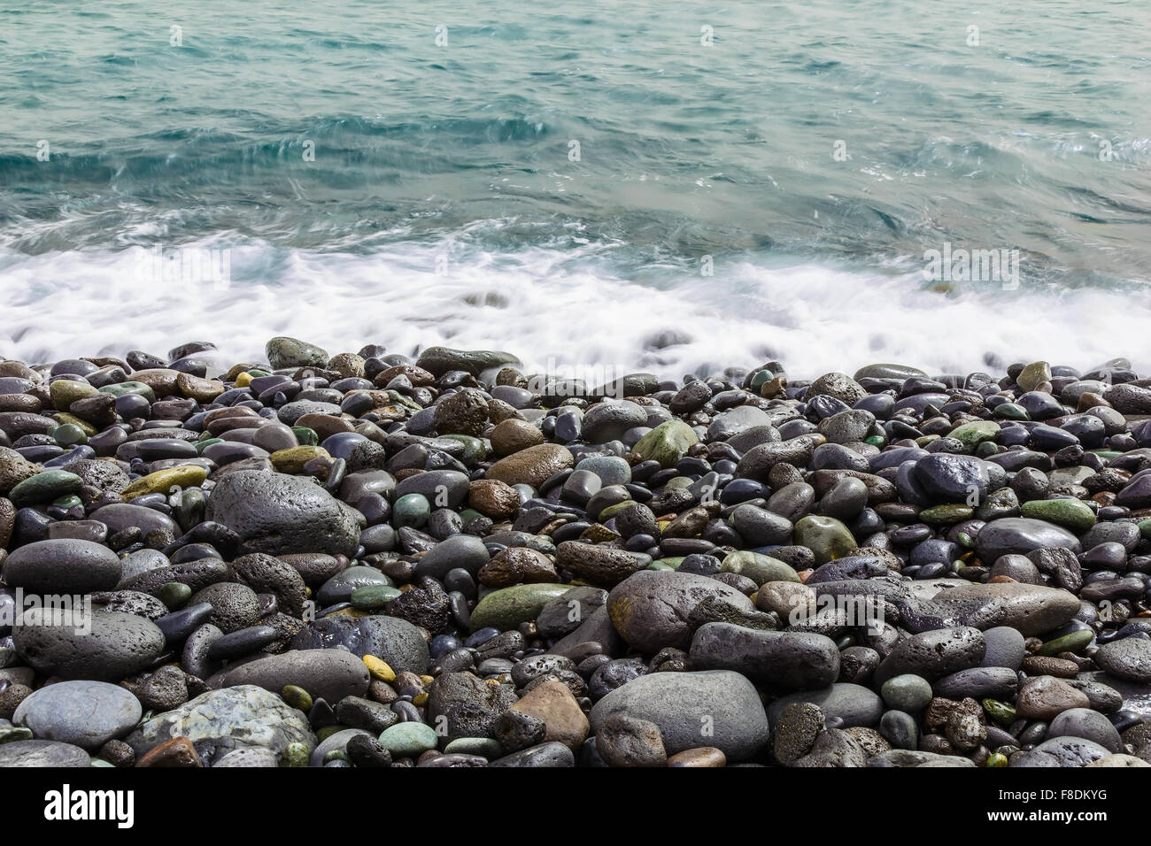 Stone Coast of Atlantic Ocean with Waves and Foam from long exposure on ...