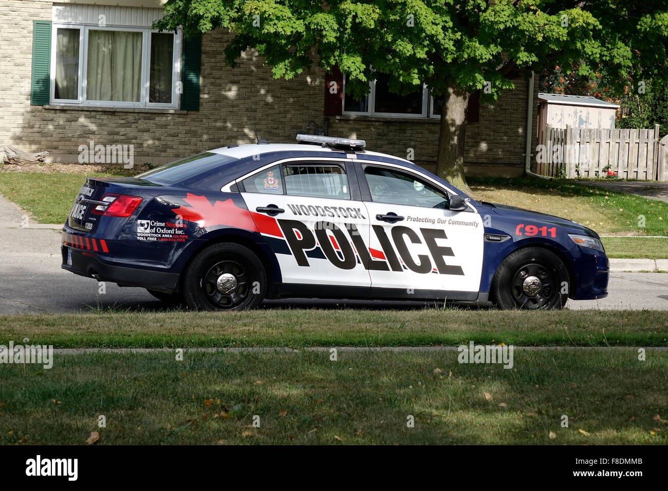 A Woodstock Ontario Canada Ford Interceptor Police Cruiser Parked In A ... A Woodstock Ontario Canada Ford Interceptor Police Cruiser Parked In A ...