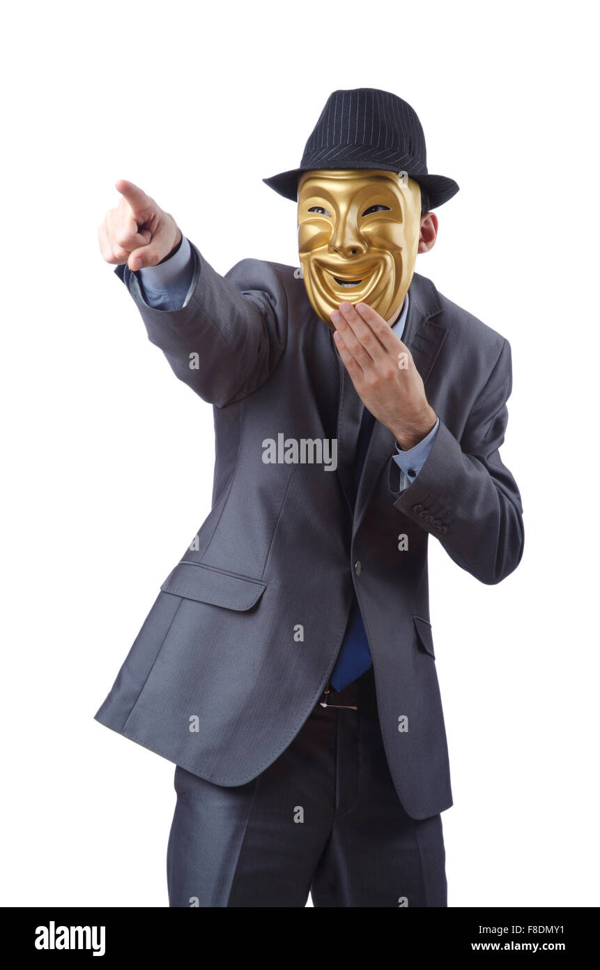 Businessman with mask concealing his identity Stock Photo - Alamy
